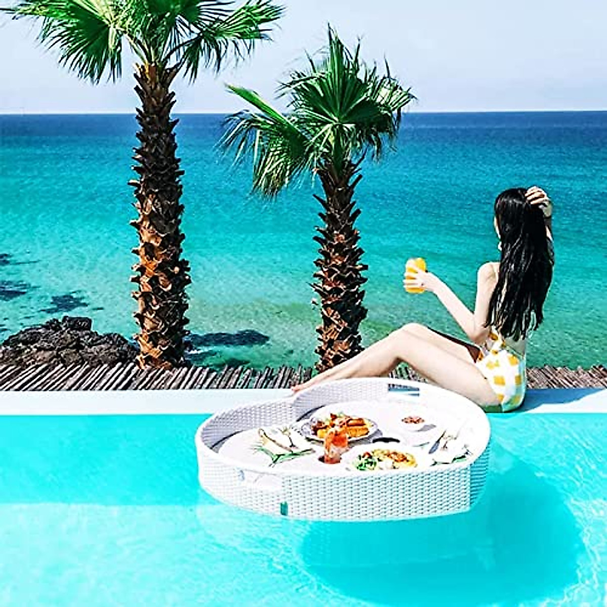 Heart Floating Plate, Deluxe Floating Tray for Pool, Stylish Breakfast Tray on The Water, Luxury Floating Bar Drink Holder for Pool Parties