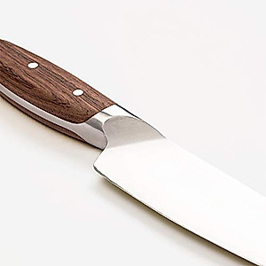 NOBOX All Purpose Chef Knife - 8-inch Stainless Steel Blade - Non-Slip 4-inch Rosewood Handle - Leather Sheath, Belt Clip Easy to Sharpen, Ergonomic Kitchen Knife