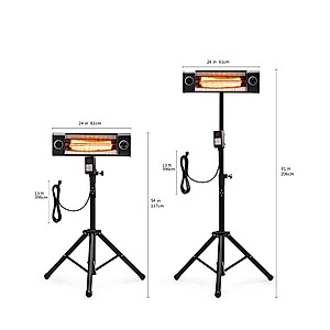 Uthfy Outdoor Patio Heater,Electric 1500W Infrared Patio Heater with Remote,Outdoor Space Heater with Tripod,IP45,9Hours Timer,Overheating Protection