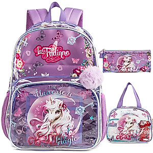 MOHCO Kids Backpack 16in Clear Transparent Backpack See Through School Bookbag with Lunch Bag and Pencil Case boys and Girls