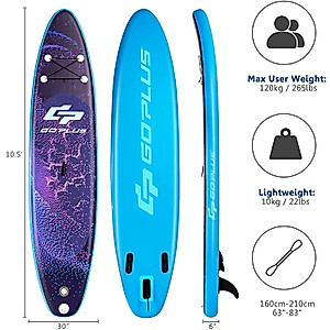 AUGESTER 10‘/10.5‘/11’ Inflatable Lightweight Stand up Paddle Board, Premium Yoga Board W/Durable SUP Accessories, with Fins, Carrying Bag, Non-Slip Deck, Adjustable Paddle & Hand Pump, Wide Stance