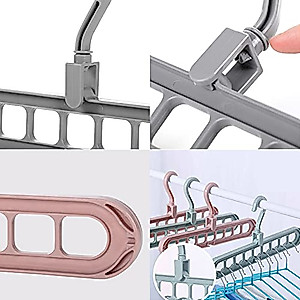 BINBE 6 Pcs Magic Space Saving Clothes Hangers with 9 Holes, Closet Organizers and Storage, Multifunctional Closet Organizer for Heavy Clothes Shirts Pants Dresses Coats (6)