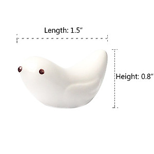 WAIT FLY Cute White Birds Shape Chopsticks Rest Set with Basket Spoon Stand for Knife Fork Holder, 3pcs/ 6pcs (6 Birds+Basket)