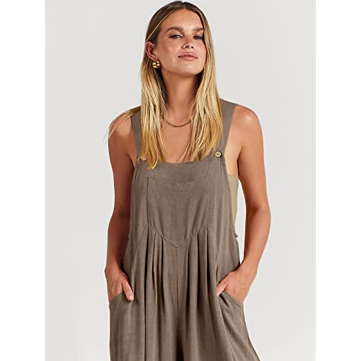 ANRABESS Women's Overalls Jumpsuit Summer Casual Loose Sleeveless Adjustable Straps Wide Leg Bib Overall Jumper Romper Vacation Outfits 2023 Fashion Trendy Clothes 805qianka-M