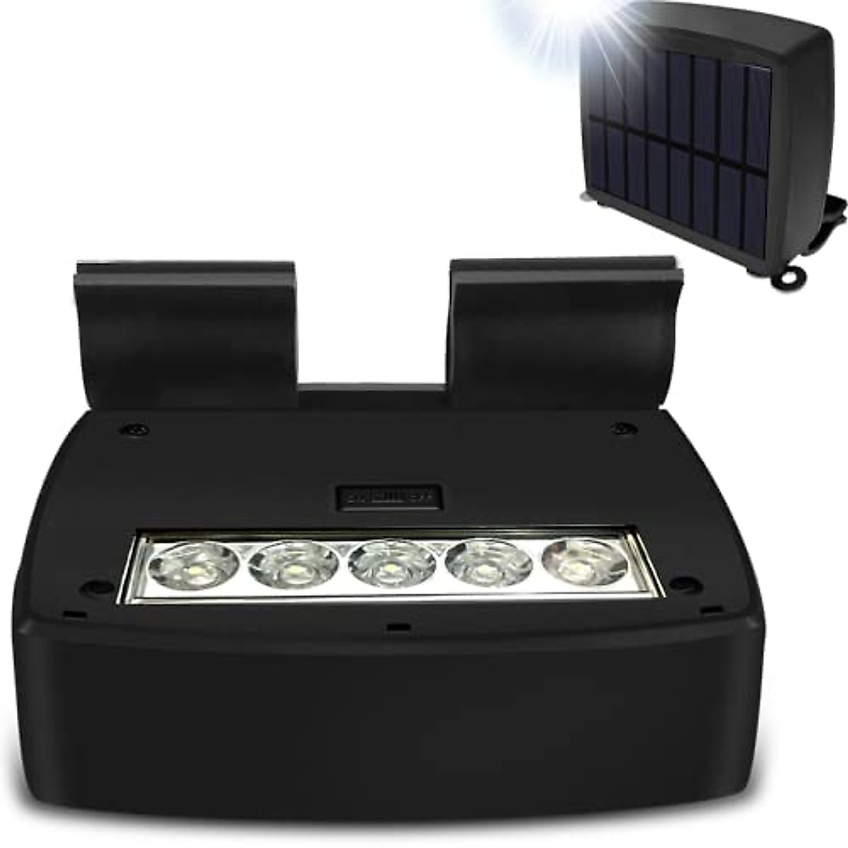 WEILAILIFE Solar Powered Light Outdoor, LED Mini Spotlight with Clip for Security Warning Sign, Wide Capacity, Max 14h Lights for Deck/Yard/Garden/Driveway Security (1 Pack)