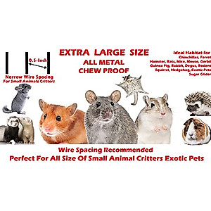 New Large Wrought Iron 4 Levels Ferret Chinchilla Sugar Glider Cage 30-Inch by 18-Inch by 63-Inch with Stand on Wheels