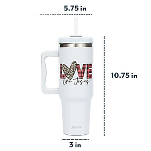 Love in Faith | Stainless Steel 40oz Tumbler with Handle | Vacuum Insulated | Faith-Based Christian Gifts | Christmas | Love Like Jesus Grey