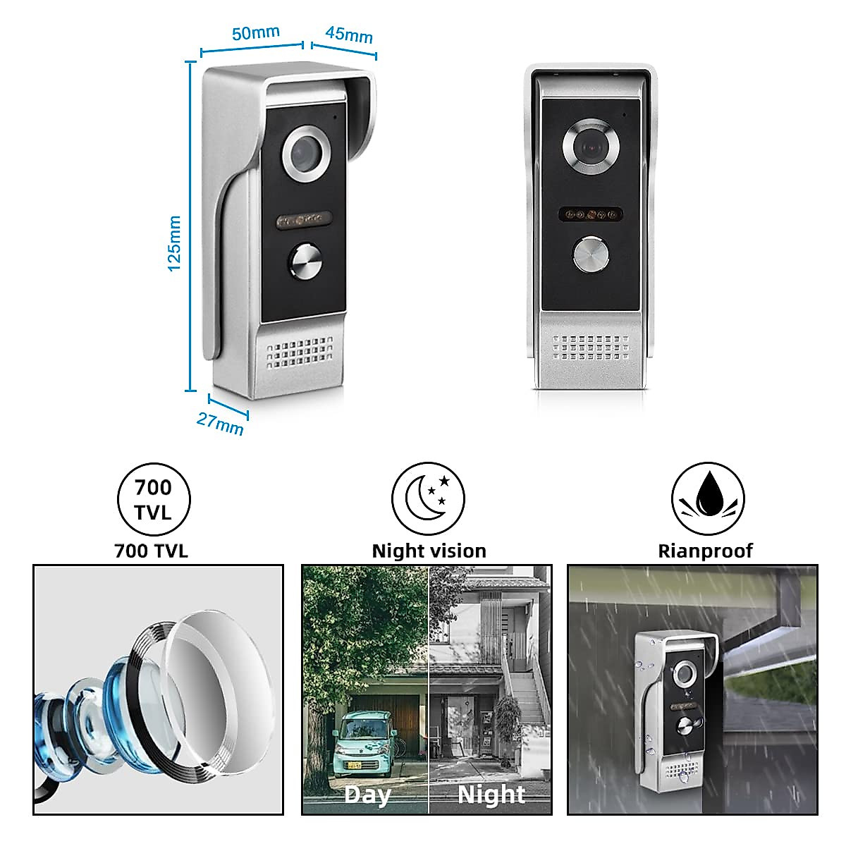 9inch Wired Video Intercom System with Camera and Monitor Doorbell,Doorbell Camera with Monitor Supports Unlocking,Monitoring,Dual-Way Intercom for Villa Home Office Apartment