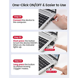 Vaydeer Tiny Mouse Jiggler, T3s Mouse Mover Made of Premium Aluminum Alloy, Longer Life Span, Plug and Play, 100% Undetectable, 3 Natural and Random Tracks, USB Mouse Mover to Boost Your Productivity