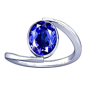 Divya Shakti 12.25-12.50 Carat Tanzanite Gemstone Silver Ring for Women