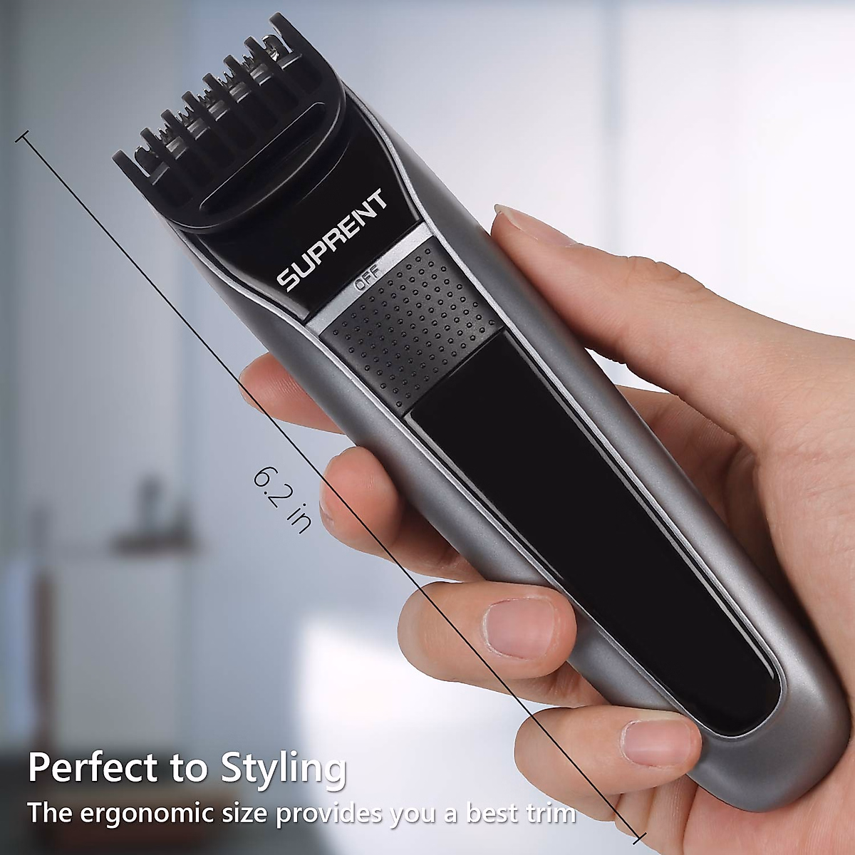 SUPRENT Beard Trimmer Adjustable length 7 Built-in Precise Lengths 2mm-14mm Beard Trimmer with 1 hour Fast&Quick USB Charge, Li-ion Battery