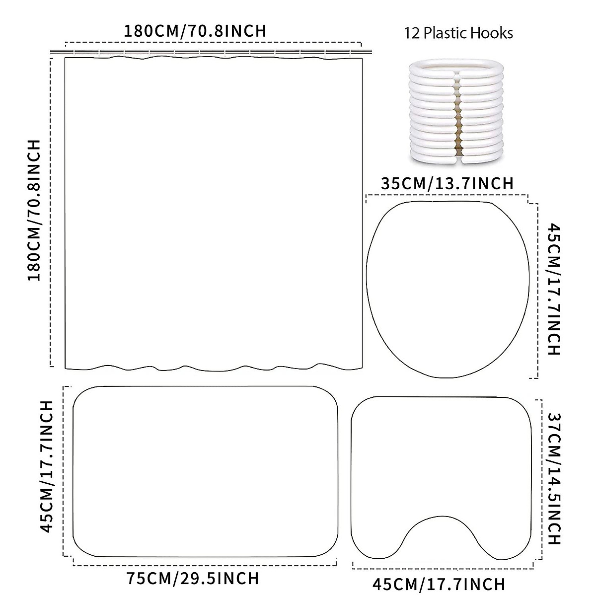 4 Piece Anime Shower Curtain Sets with Non-Slip Rug,Toilet Lid Cover and Absorbent Carpet Bath Mat,Durable Waterproof Fabric Shower Curtain with 12 Hooks for Bathroom 70.8" 70.8" (A3, Small)