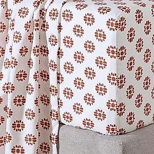 Indigo Ink - Full Size Sheet Set, 4-Piece Boho Medallion Patterned Bedding, Soft & Wrinkle Resistant (Panther Collection, Spice)