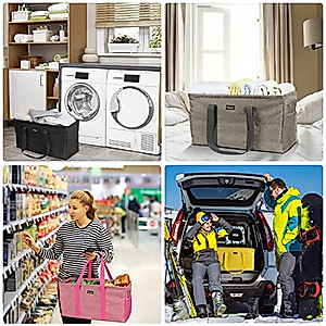 BALEINE Extra Large Utility Tote Bag with Wire Frame for Storage (Light Grey, 1-Pack)