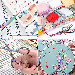 BIHRTC 3.6 Inch Mini Scissors Embroidery Scissors Sewing Crafting Scissors Stainless Steel Sharp Tip Scissors Shears for Needlework Threading Craft Art Work DIY Tools Cross Sticth Rainbow Scissors