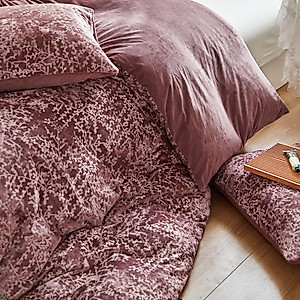 WARMDERN Velvet Duvet Cover King Set Sage Red Velvet Duvet Cover Red Velvet Comforter Cover 3Pcs Ultra Soft Duvet Cover Breathable Solid Luxury Flannel Velour Duvet （Red，King）