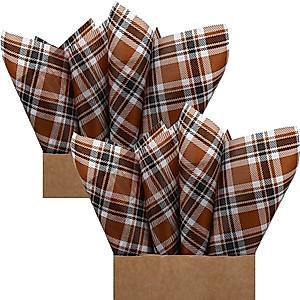 Bolsome 100 Sheets 20 * 14 Inches Brown Buffalo Plaid Gift Wrapping Paper Vintage Fall Tissue Paper for Gift Bags Rustic Art Tissue Paper for Birthday Thanksgiving Day Autumn Holidays Party DIY Craft