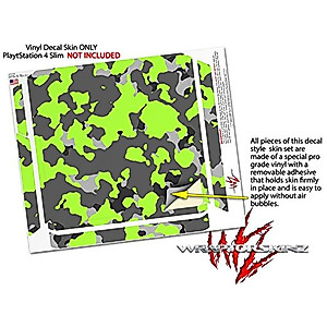 Vinyl Decal Skin Wrap compatible with Sony PlayStation 4 Slim Console WraptorCamo Old School Camouflage Camo Lime Green (PS4 NOT INCLUDED)