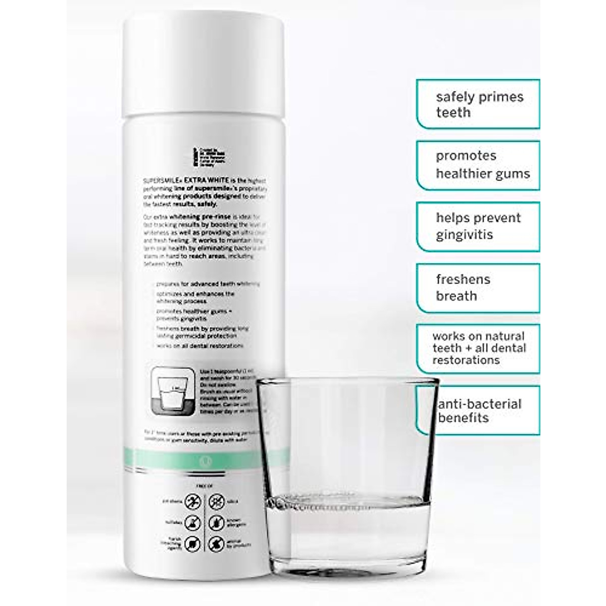 Supersmile Extra Whitening Pre-Rinse - Clinically Formulated Pre-Brush Dental Mouthwash, 16 Fl. Oz (1-Bottle)