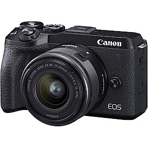 Canon EOS M6 Mark II Mirrorless Digital Camera with 15-45mm Lens and EVF-DC2 (Black) International Model (Renewed)