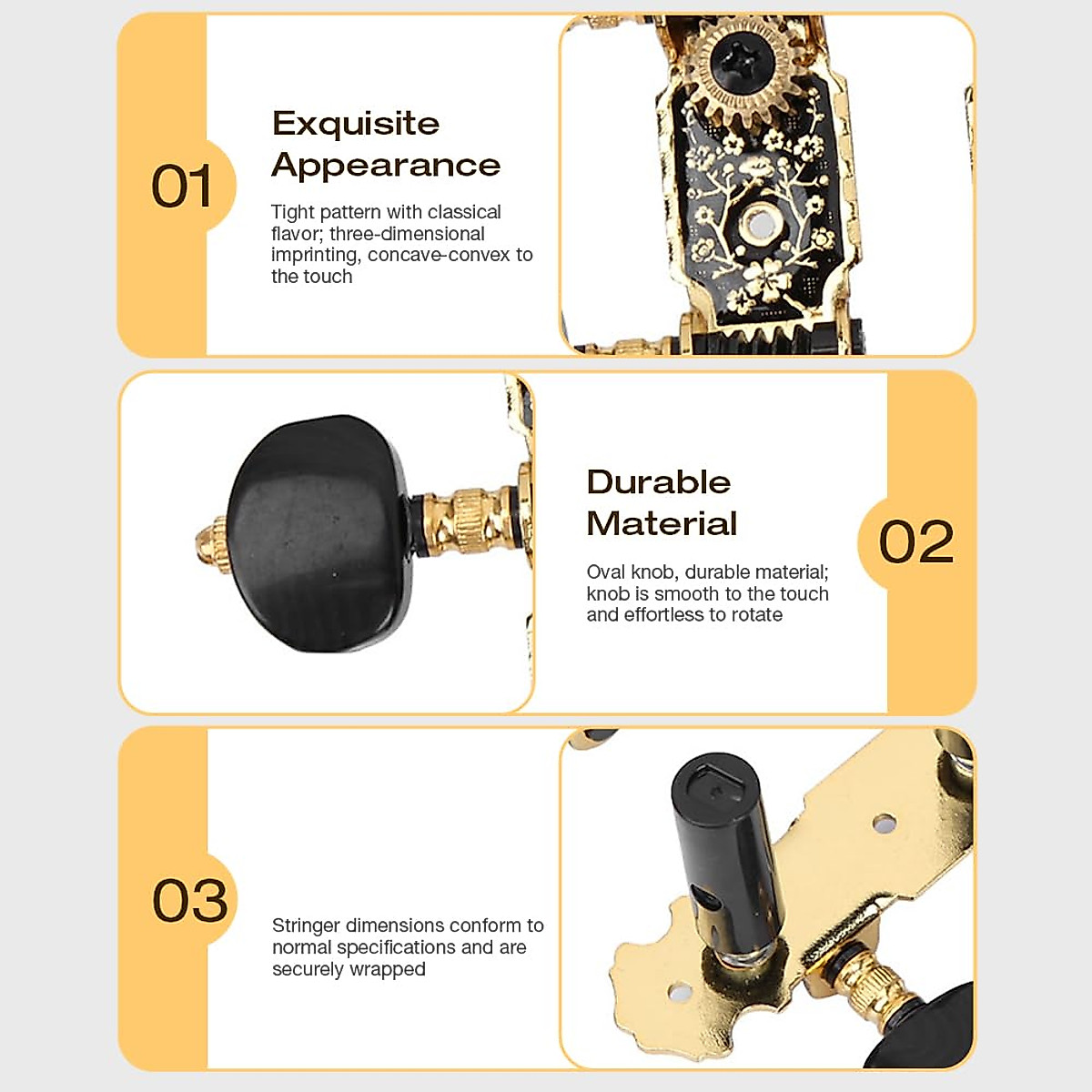 Acoustic Guitar Guitar Machine Heads Tuning Keys Pegs 1:18 Tuners Machine Heads Replacement 3L3R