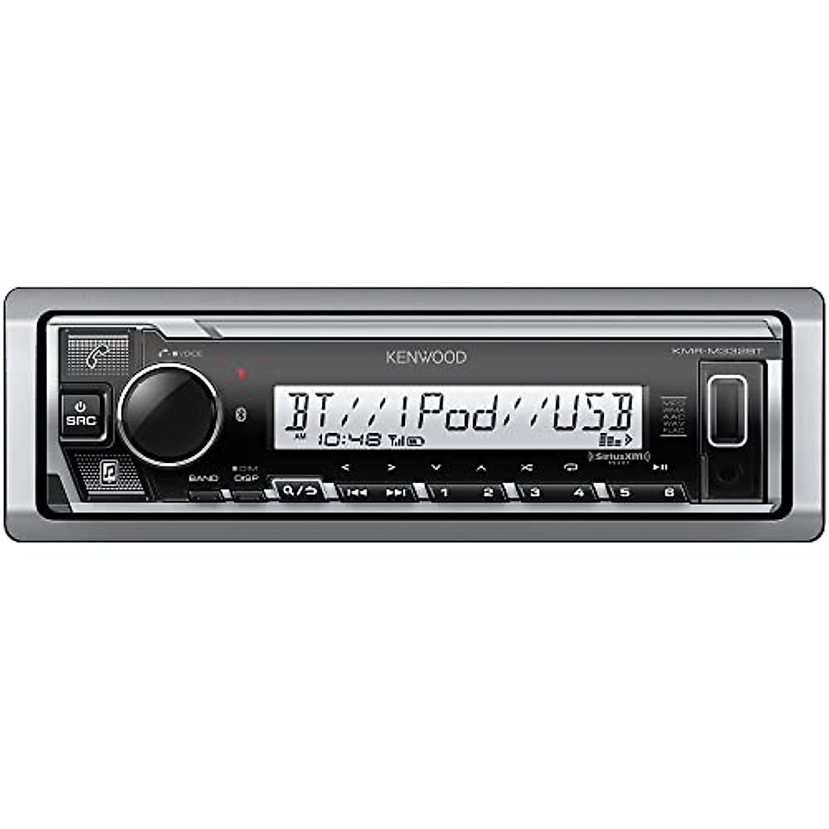 KENWOOD KMR-M332BT Car & Marine Stereo - Single Din, Bluetooth Audio, USB MP3, Aux in, AM FM Radio SiriusXM Ready, Weatherproof, Multi Color Illumination