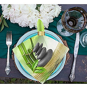 ZzWwR Spa Zen Basalt Stone Rock Bamboo Cloth Napkins, Set of 1 20 x 20 Inch Soft & Comfortable Polyester Dinner Napkins for Dinner, Restaurant, Holiday, Parties
