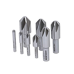 Accusize Industrial Tools 90 Degree 6 Flute H.S.S. Machine Countersink, 8 Pcs, 0206-2016