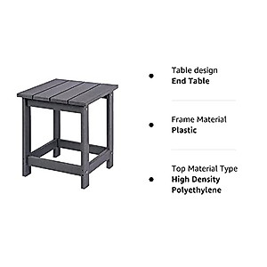 LZRS Adirondack Square Side Table, Pool Composite Patio Table,HDPE End Tables for Backyard,Pool, Indoor Companion, Easy Maintenance & Weather Resistant(Grey)