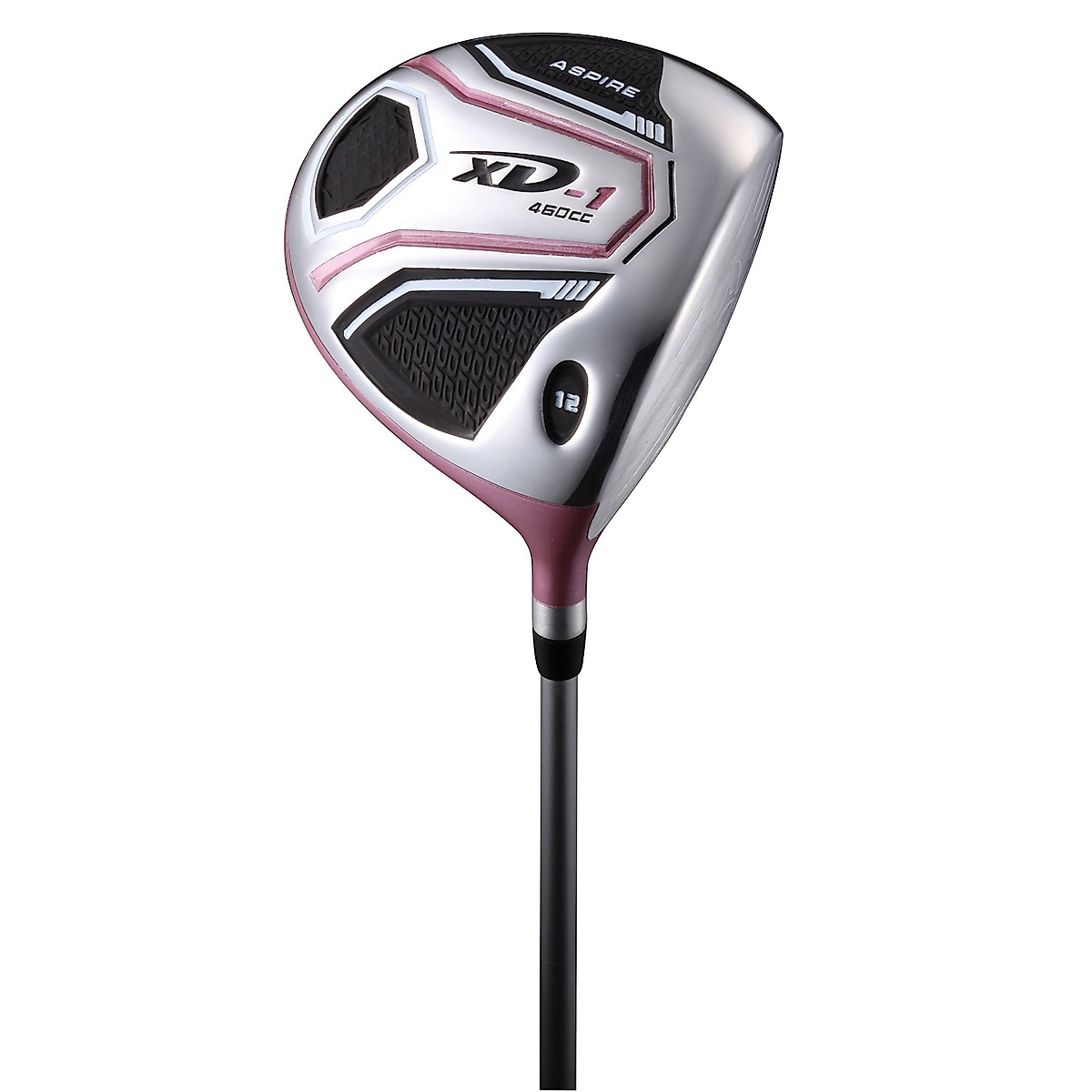 Aspire XD1 Ladies Womens Complete Golf Clubs Set Includes Titanium Driver, S.S. Fairway, Hybrid, 6-PW Irons, Putter, Bag, 3 H/C's Pink Petite Size