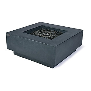 Bergen Concrete Fire Pit 40" x 40" Outdoor Patio Firepit Includes Fire Glass Modern Fire Pits & Outdoor Fireplaces for Garden, Deck, Indoor & Outdoor Heating