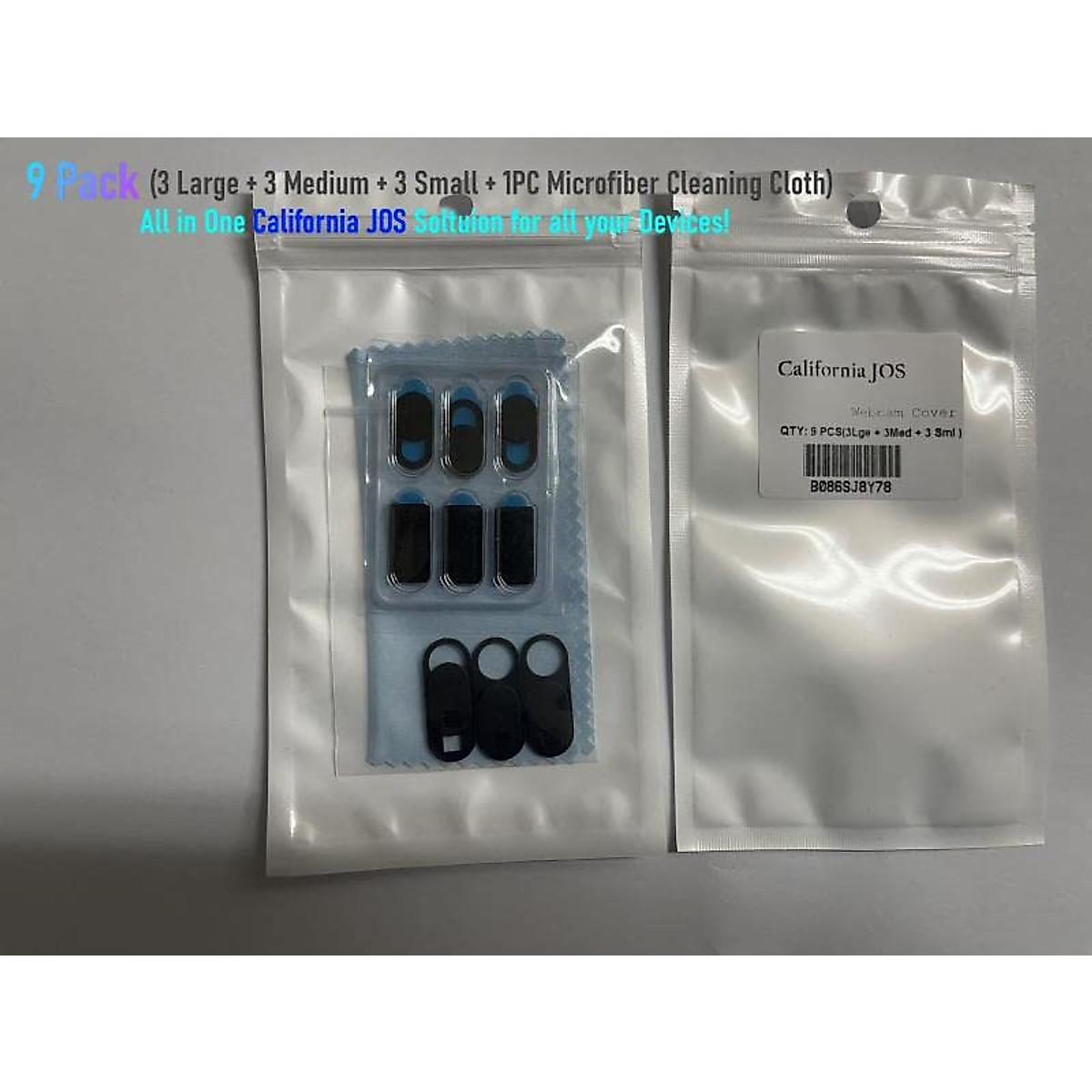 California JOS 6-Pack(Black) Ultra Thin 0.03 inch Webcam Camera Cover Slide Protect Privacy Security for MacBook Air, Laptop, iPad, iMac, PC, iPhone(More Options)