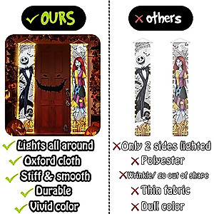 Jack Sally Lighted Banners Porch Signs Halloween Decor Christmas Nightmare Banner Halloween Decorations Outdoor Party Banner