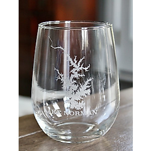 HullSpeed Designs Lake Norman - Set of 2 Stemless Wine Glasses - Laser Engraved