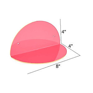ROYALITA Small Acrylic Shelves Room Decor Floating Shelves (2-Pack, 8-inch Diameter) - Wall Mounted Display Stand for Plants, Toys, Makeup, and More - Ideal for Home and Office, Pink