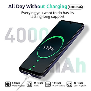 Xgody X18 4G LTE Unlocked Android Phone, 6.3 Inch Cell Phones, Android 10 OS Dual SIM Cheap Smartphone Unlocked, Quad Core 2GB+16GB, Dual 5MP+8MP Camera, 4000mAh Battery, Face ID Smart Phone (Purple)