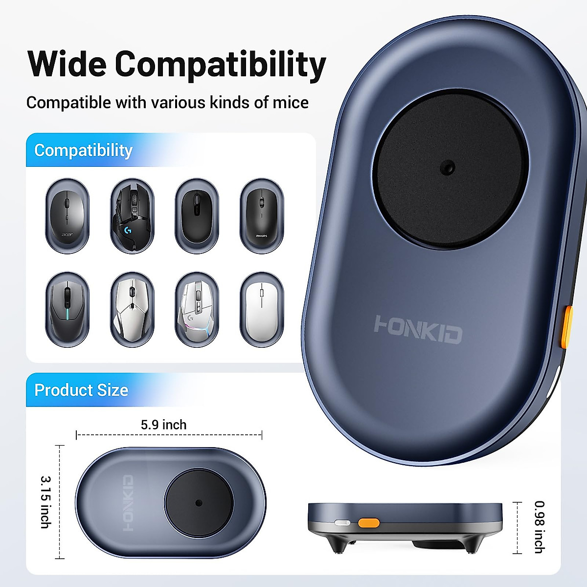 HONKID Undetectable Mouse Mover Jiggler with ON/Off Switch and USB Port Drive-Free,Simulate Physical Automatically Mouse Movement,Prevent Computer Laptop Inactive/Lockdown