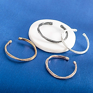 Rose Gold Bridesmaid Bracelets for Women Rhinestone Clear Crystal Dainty Bracelet Bangle Rose Gold Plated Sparkly Cute Bridesmaid Wedding Gifts Jewelry Birthday Party (rose gold)