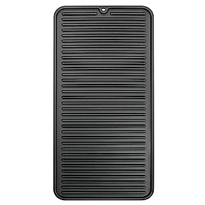 mDesign Silicone Heat-Resistant Hair Care Styling Tool Mat for Curling or Flat Irons, Straighteners on Bathroom Countertop, Raised Edges, Non-Slip, Waterproof, Small, Linelle Collection, Black