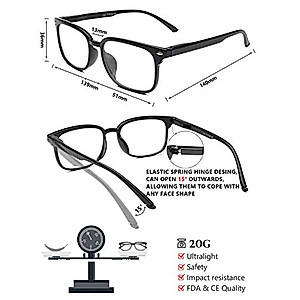 Gaoye Progressive Multifocal Reading Glasses Blue Light Blocking for Women Men,No Line Multifocus Readers with Spring Hinge (Light Black, 100)
