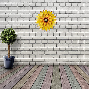 Dotlite Metal Sunflower Wall Art, 12 Inch Large Inspirational Wall Décor Metal Flower Hanging for Indoor Outdoor Home Bedroom Living Room Patio Garden Office, Yellow