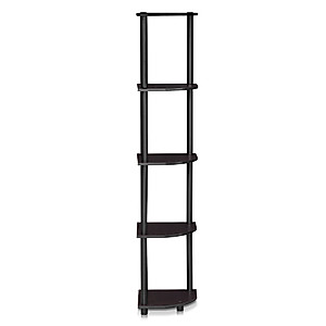 Furinno Turn-N-Tube 5 Tier Corner Display Rack Multipurpose Shelving Unit, 1-Pack, Dark Walnut