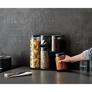 Joseph Joseph Podium 100 Dry Food Storage Container Stand, 5-Piece Set, Stainless-Steel/Glass