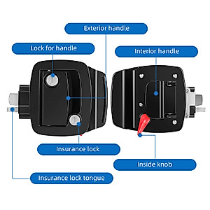 BEBOBLY RV Locks for Travel Trailers, RV Entry Door Lock with Paddle Deadbolt, 100% Zinc Alloy Metal Camper Door Latch Replacement Kit, with 4 RV Keys for Camper Cargo Hauler
