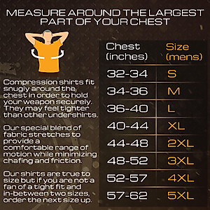 CCW Tactical Concealed Carry Holster Shirt | Secure Hook & Loop Pocket with Large Storage | All Season Moisture Wicking Compression Shirt | Mens V-Neck, White L