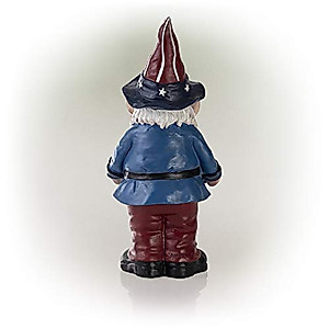Alpine Americana Gnome with Flag Apron Bird Feeder, 12 Inch Tall