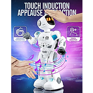 Large Smart Emo Robot Toys for Kids 5-7,Gesture Sensing Programmable Interactive Remote Control Robots for 8-12 with LED Eye Express for Boys 4-9 Years Old Birthday Gifts