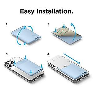 elago Phone Card Holder - Secure Phone Wallet, Ultra Slim Card Holder for Back of Phone, 3M Adhesive ID Card for iPhone, Galaxy and Most Smartphones [Pastel Blue]