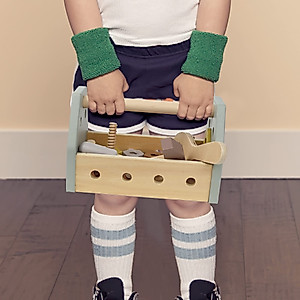 LEADER JOY Montessori Wooden Tools Kit Toddler Educational Construction Kids Toys Sets Play Box Preschool Play Tool Wooden Construction Toy （Yellow）