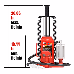 BIG RED 20 Ton Hydraulic Aluminum Alloy Pump/Pneumatic Quick Lift Welded Car Bottle Jack, Longer Lifespan, Ideal for Car, Pickup, Truck, SUV, Industrial Engineering